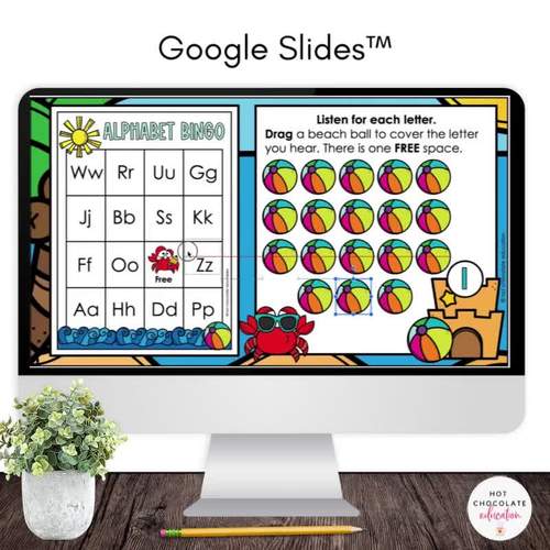 Summer Alphabet Letter Fluency Digital Bingo Game | Google Slides™