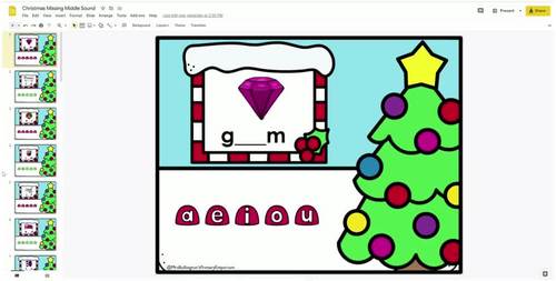 Christmas CVC Digital Activity - Missing Middle Sound | TpT