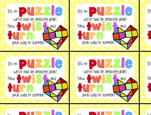 Twist Snake Cube/ Puzzle End of Year Gift Tag-It's no puzzle we've had ...