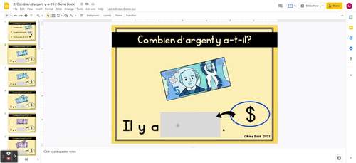 L'argent 2: Combien y a-t-il? (la monnaie et billets): Google Slides™