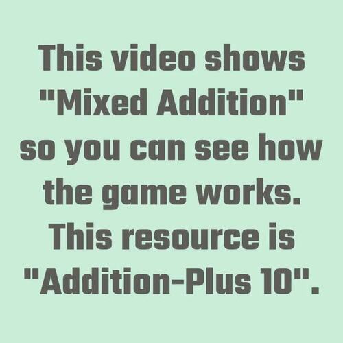 Addition Game Connect Four 4 Addition Math Facts Family Plus Ten 10 ...