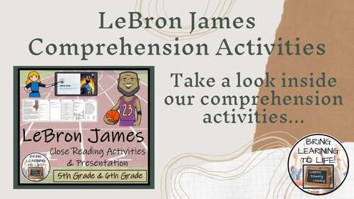 LeBron James Close Reading Comprehension Activities | 5th Grade & 6th Grade
