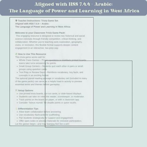 HSS 7.4.4 Trivia Game: Arabic, The Language of Power and Learning in ...