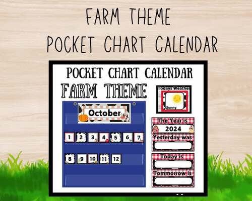 Farm Theme Pocket Chart Calendar Set by All Around Second Grade | TPT