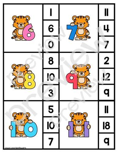 Tiger Clip Cards Numbers 0 to 20 - Number Recognition With Practice ...