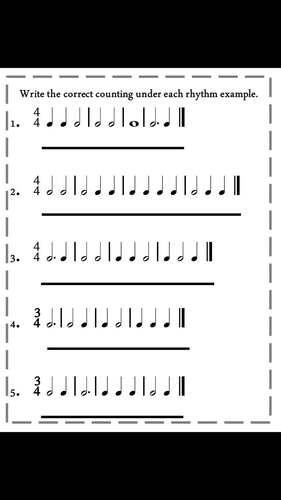 Rhythm Counting Worksheet by Faithfully Musical | TPT