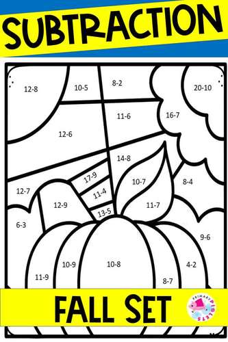 Color by Number Fall Subtraction | Color by Code Subtraction | Coloring ...