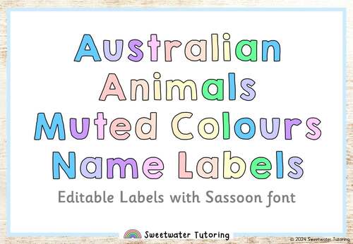 Editable Australian Animals name tags | Book Box labels | Muted Colours ...