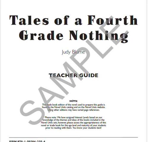 Tales of a Fourth Grade Nothing Novel Units® Teacher Guide Novel Study