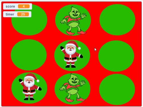 Hit the Grinch Game in Scratch – Christmas Coding / Programming Grade 5-10