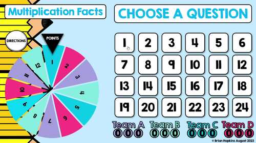 Multiplication Facts Spinner Game for use with PowerPoint™ for Math