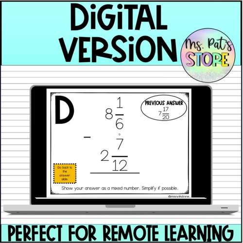 Adding and Subtracting Mixed Numbers Scavenger Hunt-Digital & Printable ...