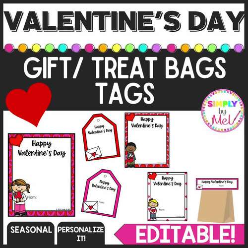 Valentine's Day Gift Tags l Treat Bag Topper l Editable l Print & Go