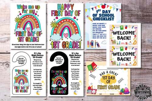 1st Grade Back to School Printable BUNDLE – 7 Must-Have First Day Resources