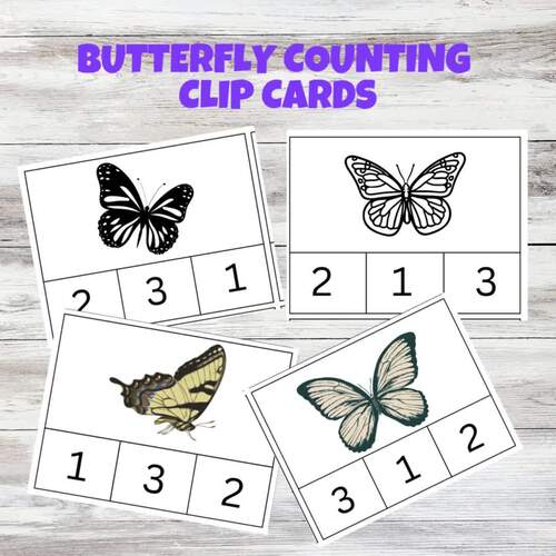 Butterflies Counting Clip Cards - kinder math activity Math Centers ...