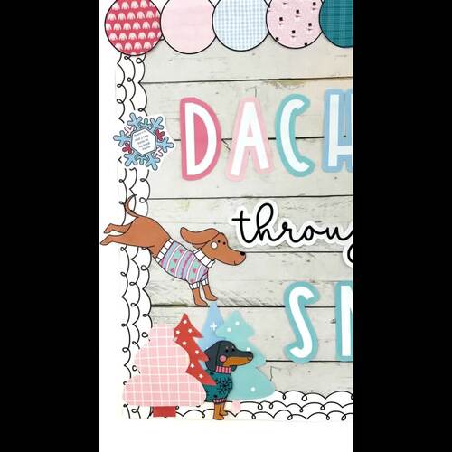 Winter Door Decor - Goal Setting Bulletin Board - Snowy Day Dog Decor