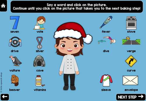 Christmas Baking - V - Digital Articulation Game - PowerPoint & Boom Cards™