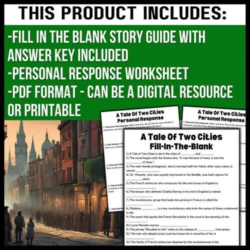 A Tale Of Two Cities: Fill In The Blank Story Guide & Novel Response ...