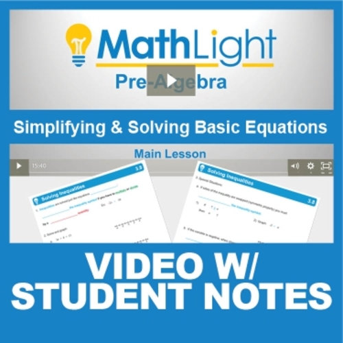 PA Simplifying & Solving Equations Video & Guided Notes by MathLight