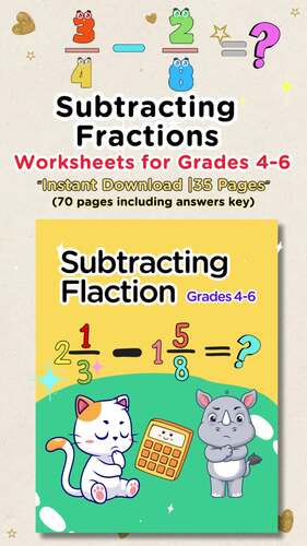 Subtracting Fractions Worksheets with Answer Key | Fun Math Practice ...