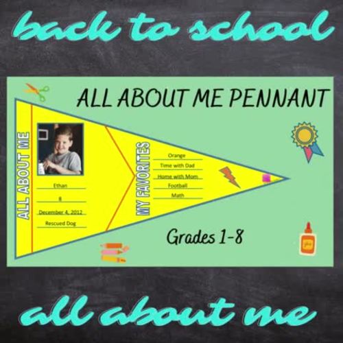 All About Me Pennant Flag | Classroom Decor by Innovative Teacher