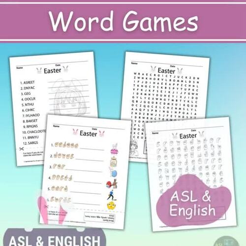 Easter Games ASL for Kids Activities Bundle Mazes Word Games Dice ...