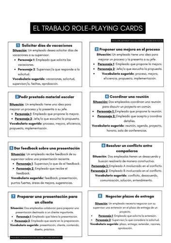 ROLE-PLAYING TALKING ABOUT WORK JUEGO DE ROLES TRABAJO by Pasajero Spanish