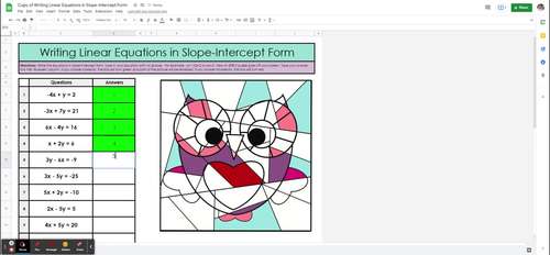 Writing Linear Equations from Standard Form to Slope Intercept Activity ...