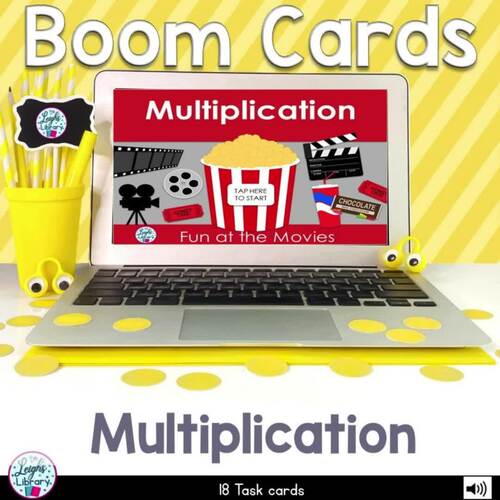 Boom Cards™ Basic Multiplication at the Movies by Leigh's Library
