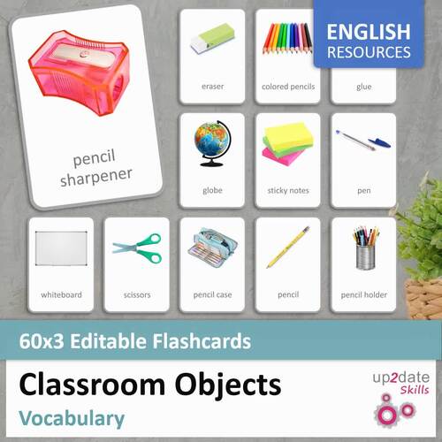 ESL Vocabulary | Classroom Objects in English Printable Flashcards ...