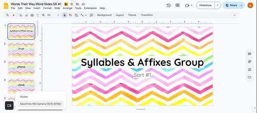 Words Their Way-Google Slides-Words with Audio-Syllables & Affixes Sorts
