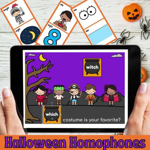 Halloween Homophones Worksheets and Digital Activities plus matching cards