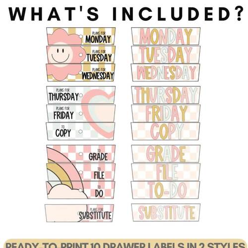 Calm Pastel Classroom Decor | 10 Drawer Cart & 12 Drawer Cart Labels ...