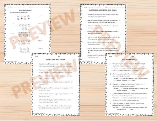 Multiplication & Division Word Problems | Printable Worksheets | Grades 2-3