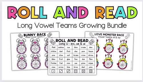 Long Vowel Teams | Roll and Read Fluency Practice Games Bundle | TPT