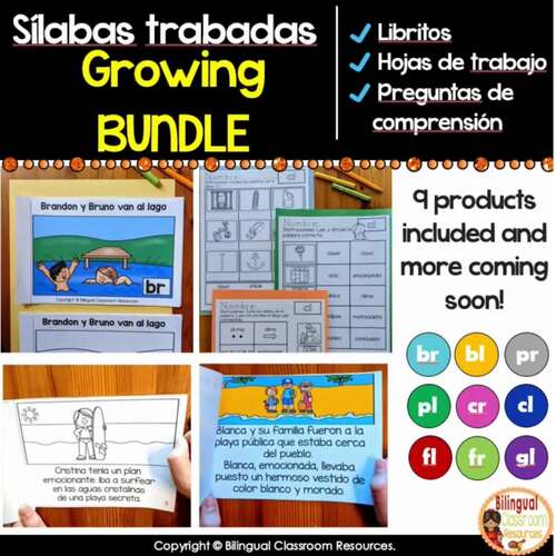 Sílabas Trabadas | Libritos | Hojas de trabajo | Spanish Syllables | BUNDLE
