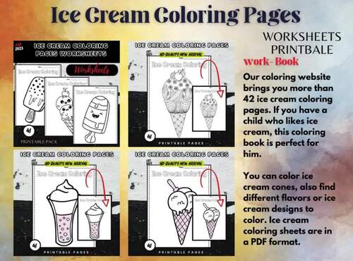 Ice Cream Coloring Pages for kids by English For Kids ABC | TPT