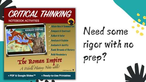Critical Thinking Interactive Notebook |Roman Empire| PDF & Google Slides™