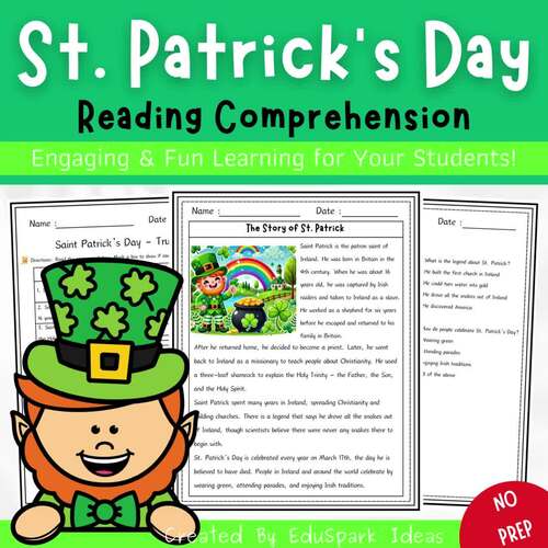 3rd-5th Grade St. Patrick's Day Reading Comprehension Pack! by EduSpark ...
