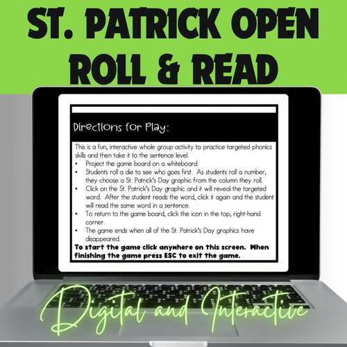 St. Patrick Roll & Read Multisyllabic Open Words Sentences Digital ...