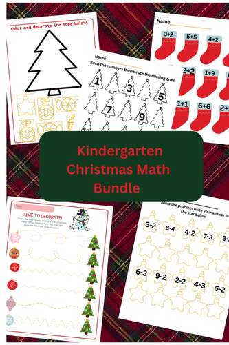 Kindergarten Christmas Math Bundle| Holiday Counting, Addition, Subtraction