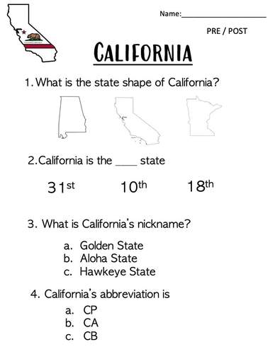 California Activities 50 States, Special Education by All About SPED