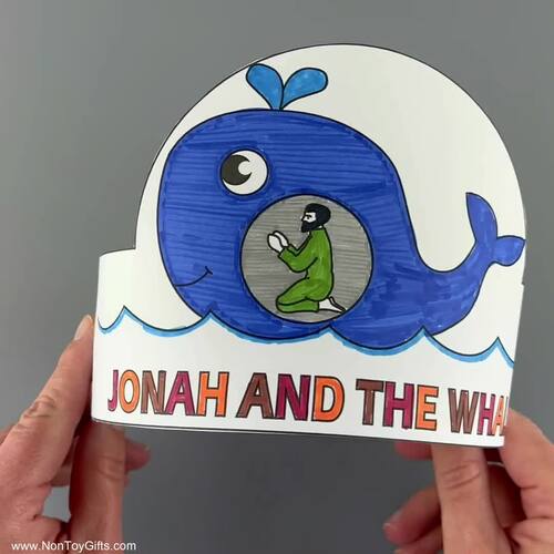Jonah and the Whale Headband - Bible Coloring Crown Craft - Paper Hat