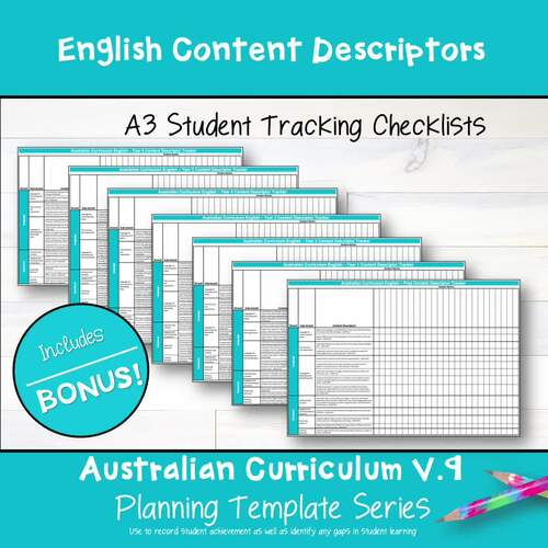 V9 ENGLISH Content Descriptor Overviews - Foundation - Year 6 BUNDLE Pack