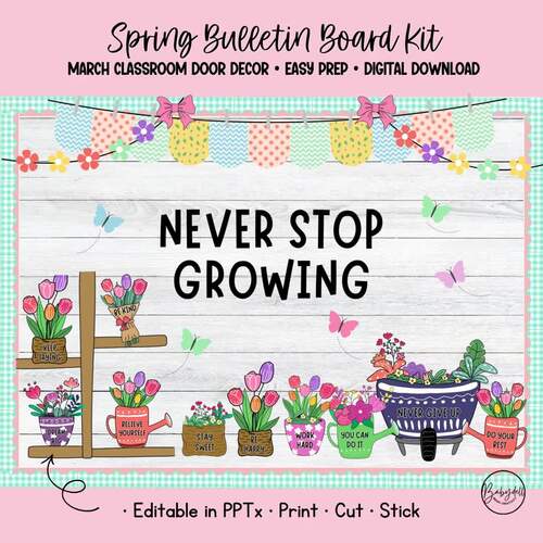 Spring Plant Bulletin Board Kit | March Growth Mindset Decor by ...