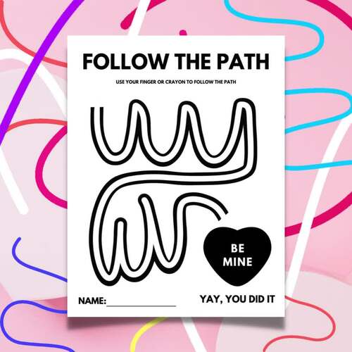 Valentine's Day Follow The Path Maze Activities by Daycare Printables