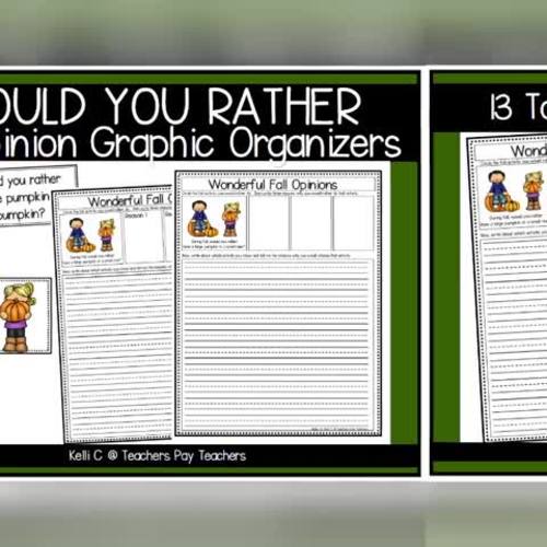 Would You Rather Opinion Writing Prompts and Graphic Organizers Fall by ...