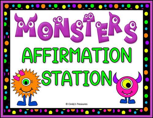 Monster Theme Affirmation Station *Editable* by Cindy's Treasures
