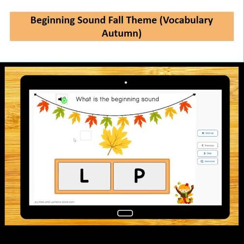 Fall beginning sounds Vocabulary Autumn BOOM CARDS™ Fall Digital Activity