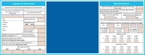 GROWING BUNDLE - ELA & Math Spiral Review for Block Puzzle Digital ...